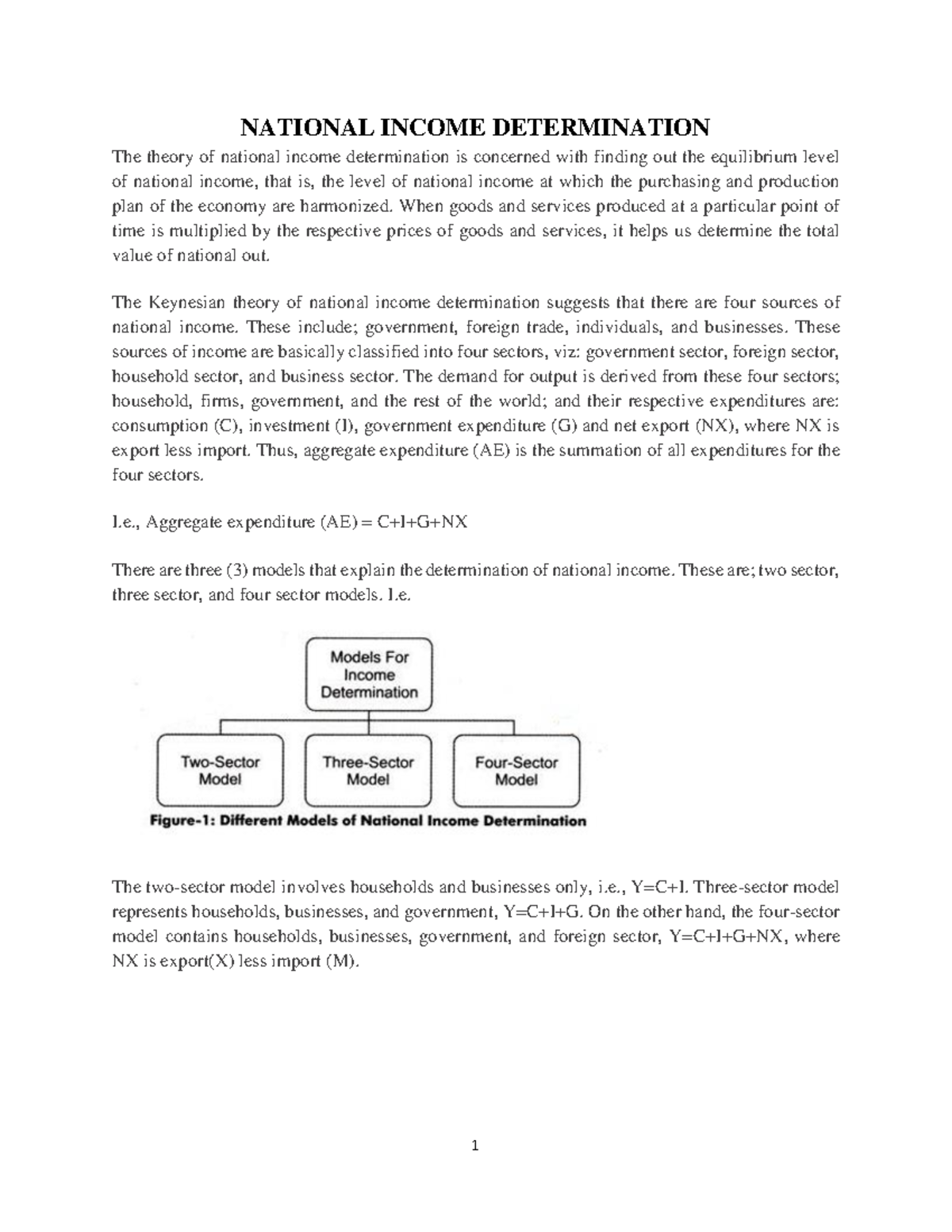 Lecture Notes - National Income Determination: Key Concepts & Models ...