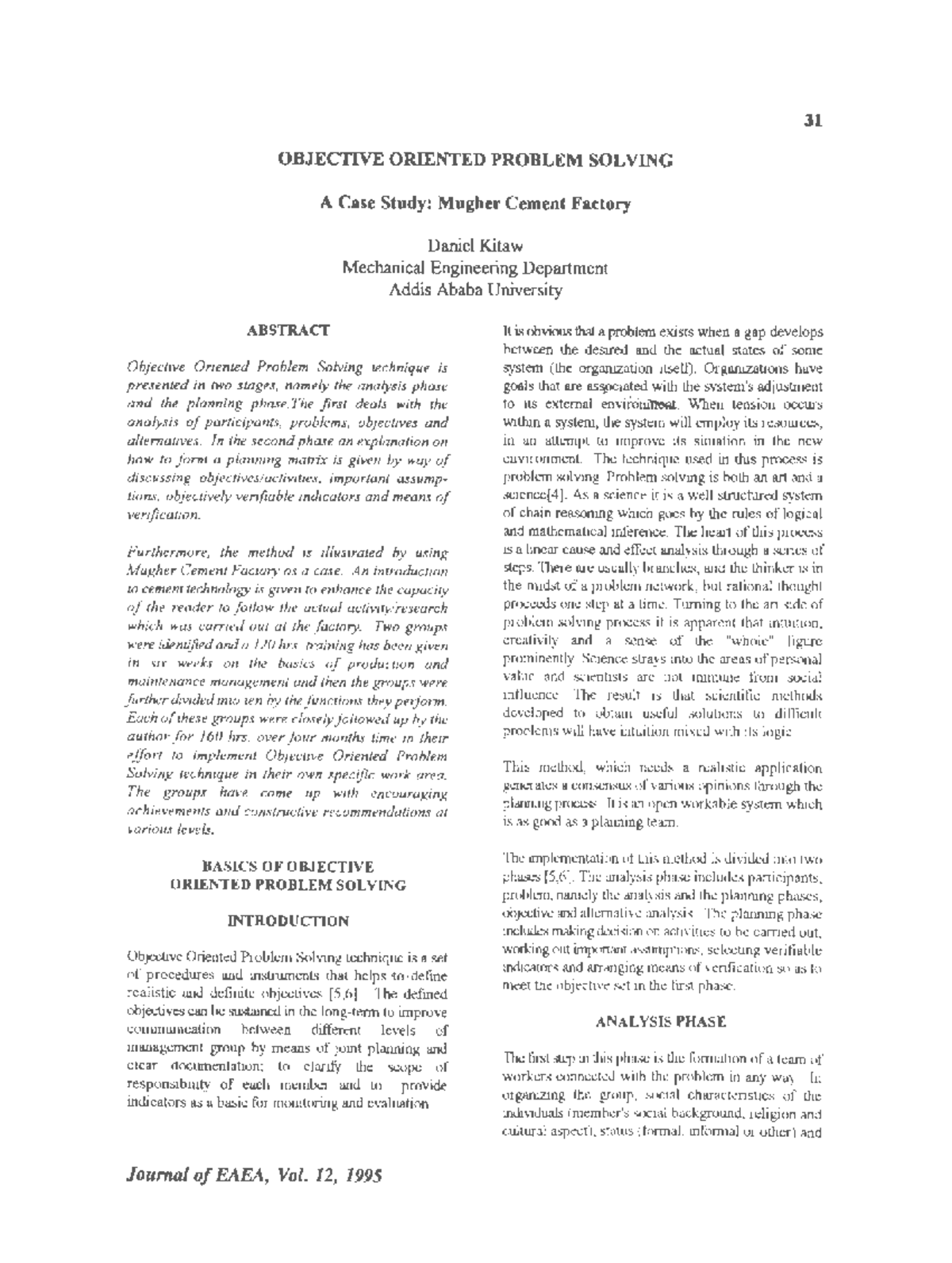 Mugher study - good idea - 31 OBJECTIVE ORIENTED PROBLEM SOLVING A Case ...