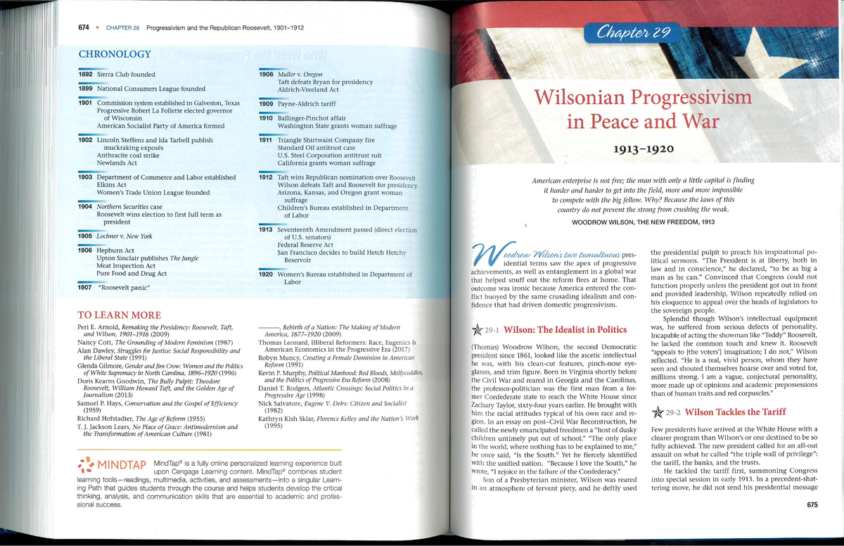 674 CHAPTER 28 & 29: Progressivism, Wilsonian Politics, and Key Events ...