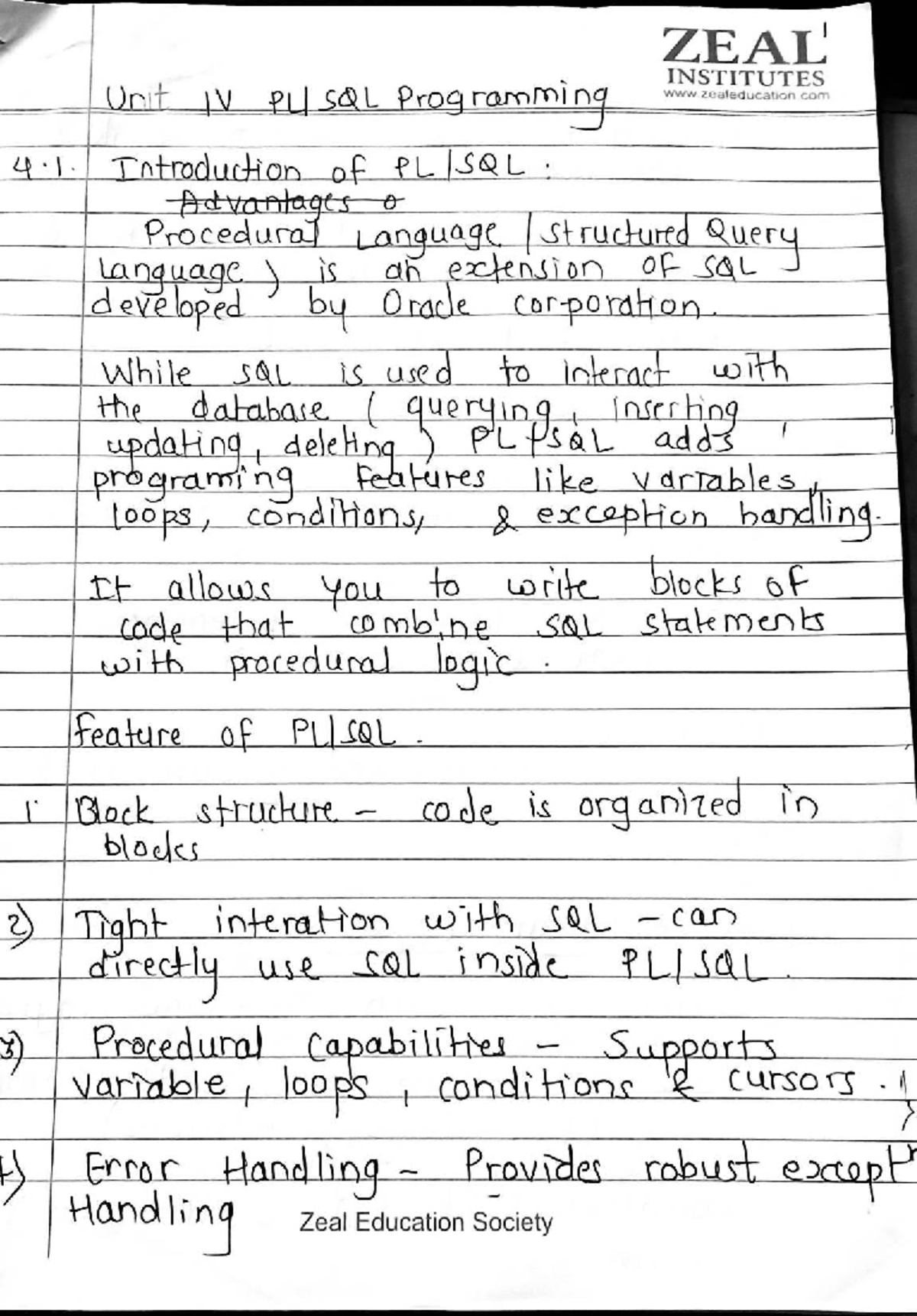 DBMS Unit IV: PLSQL Programming Overview and Key Concepts - Studocu