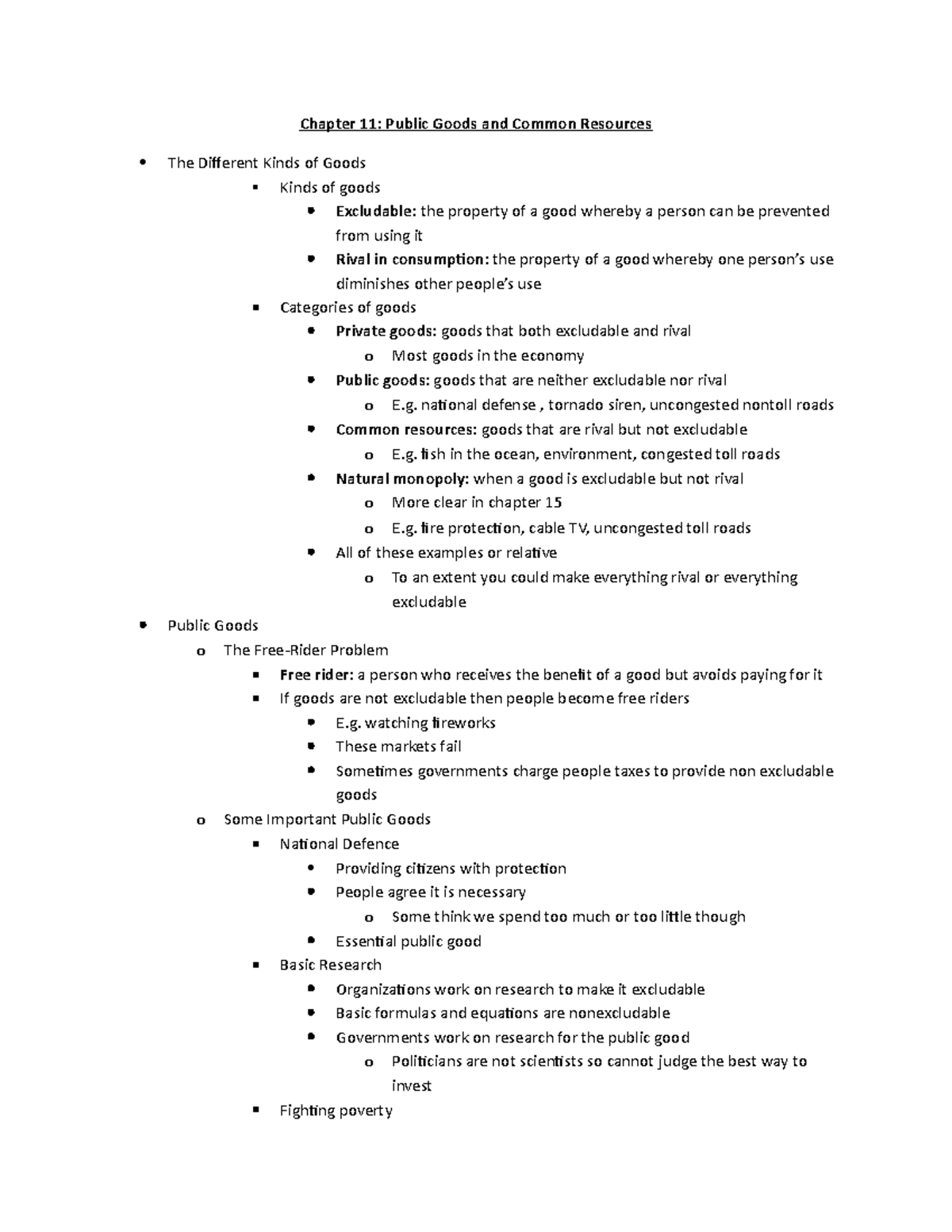 Chapter 11 Public Goods and Common Resources - Chapter 11: Public Goods ...