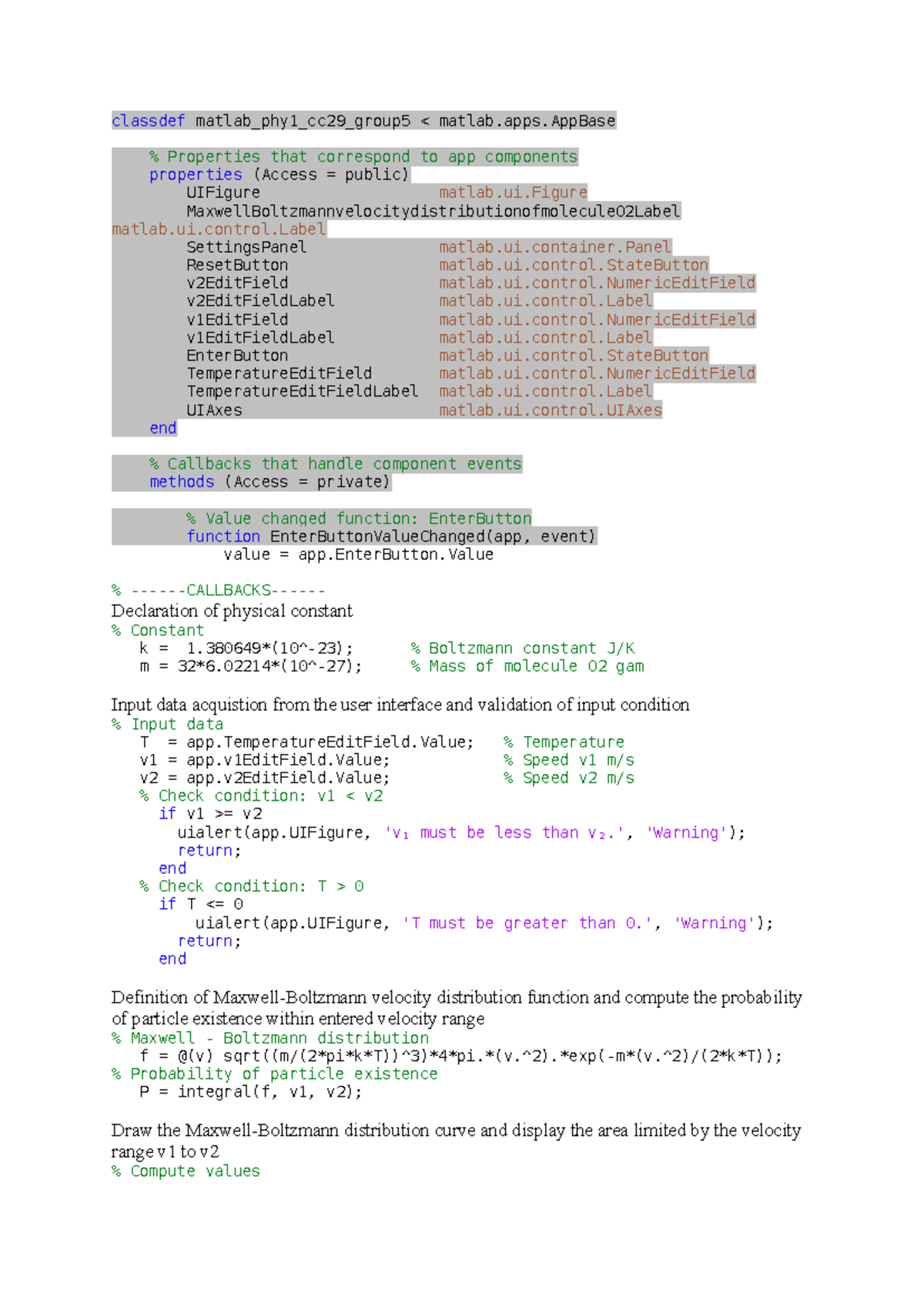 Maxwell-Boltzmann Distribution App - MATLAB PHY1 CC29 Group 5 - Studocu