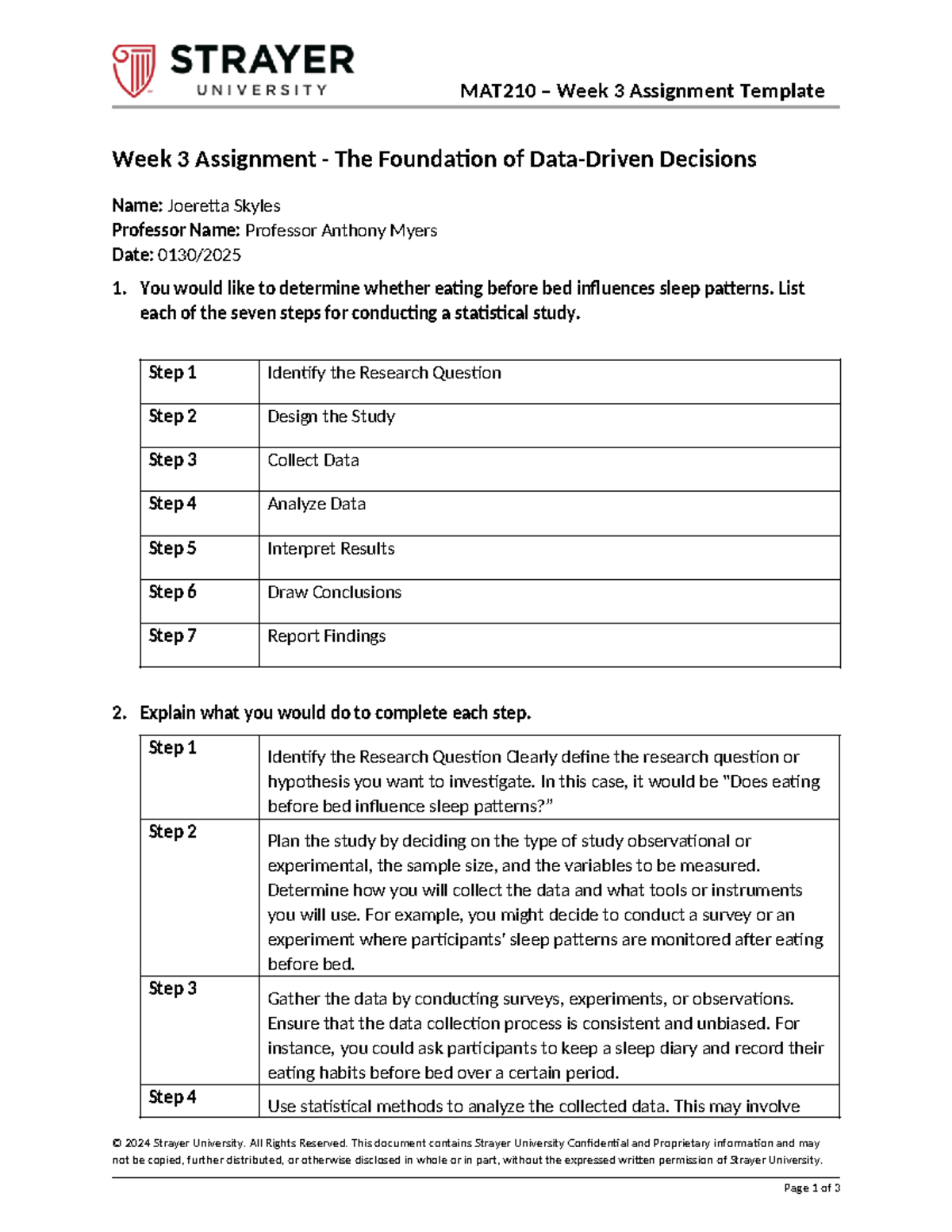 MAT210 - Week 3 Assignment: Data-Driven Decisions Analysis - Studocu