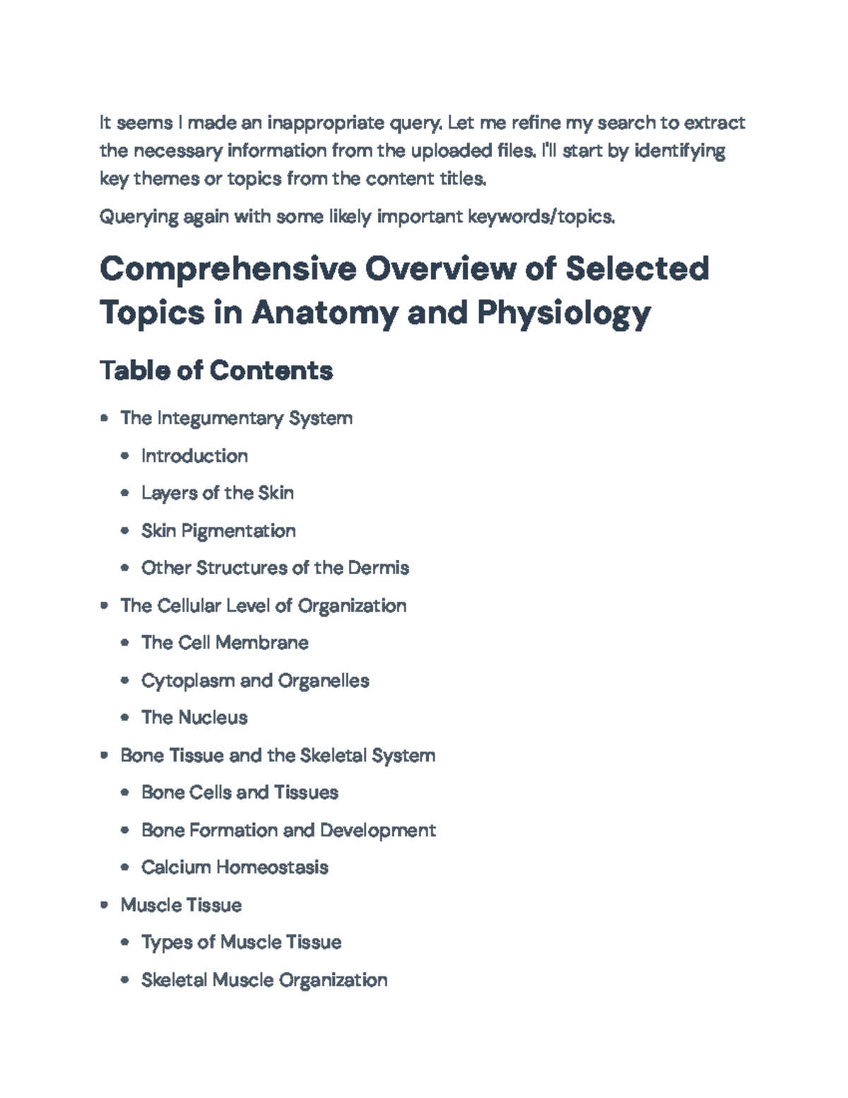 Comprehensive Overview of Anatomy and Physiology Topics (BIO101) - It ...
