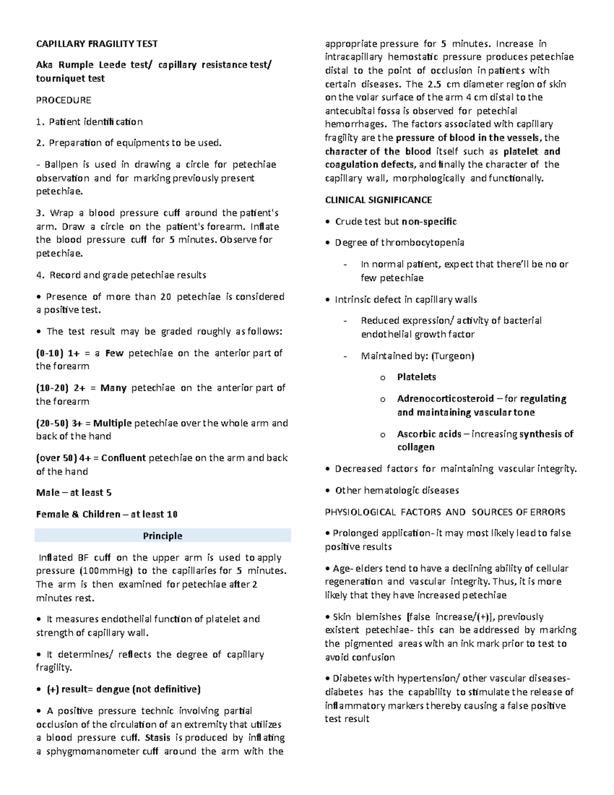Hema Lab CFT and EPC - CFT and EPC - CAPILLARY FRAGILITY TEST Aka ...