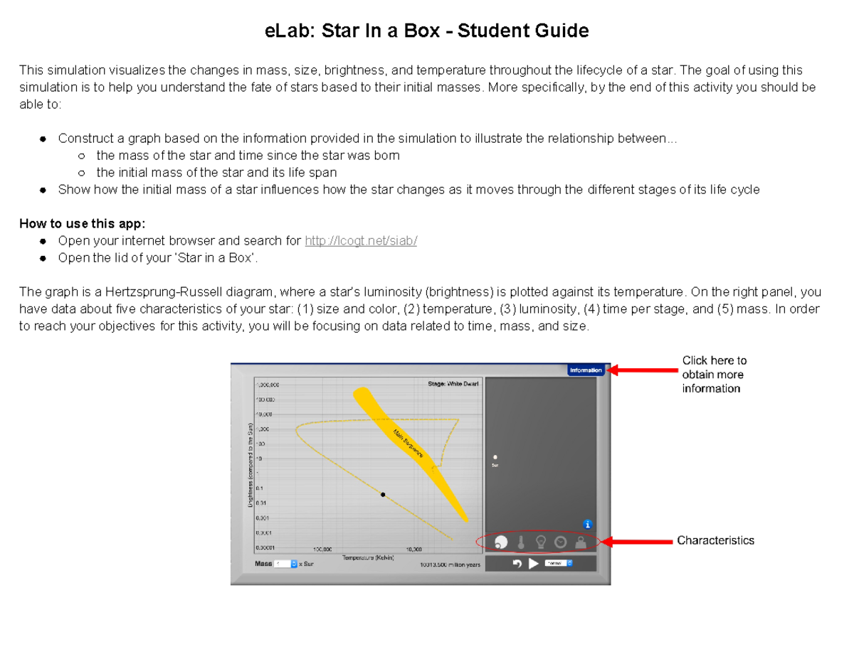 2 - eLab Student Guide: Star in a Box Simulation Insights - Studocu
