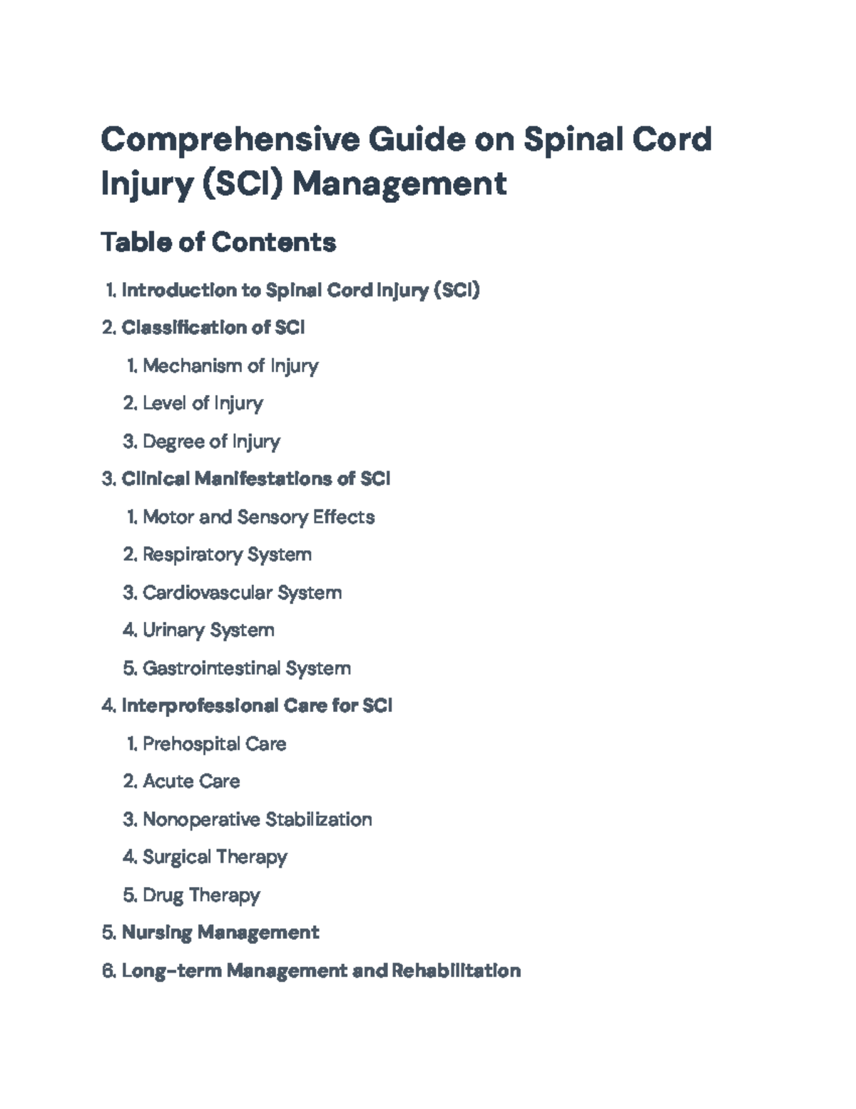 Comprehensive Spinal Cord Injury (SCI) Management Guide for Nursing ...