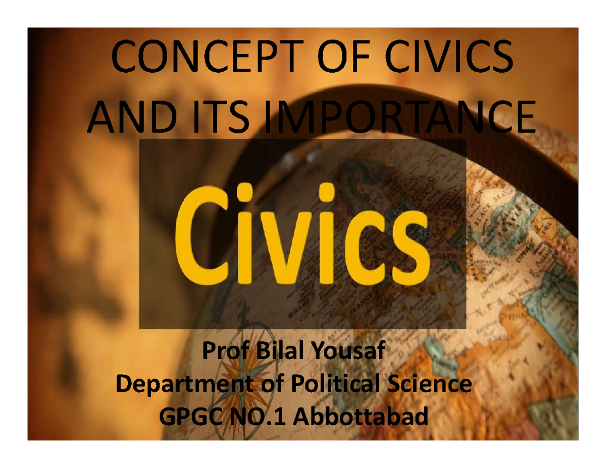 CIV 101: Concept of Civics and Its Significance in Society - Studocu