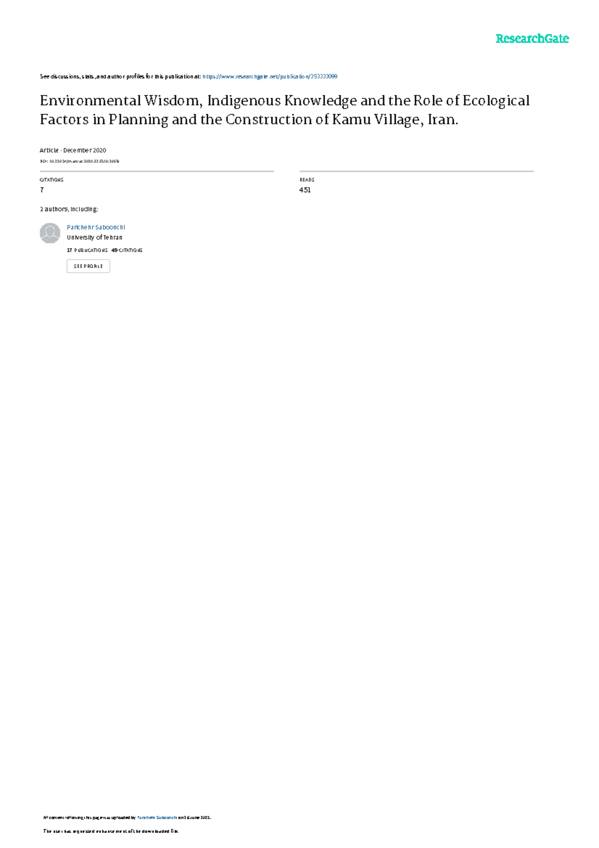 Environmental Wisdom and Indigenous Knowledge in Kamu Village Planning ...