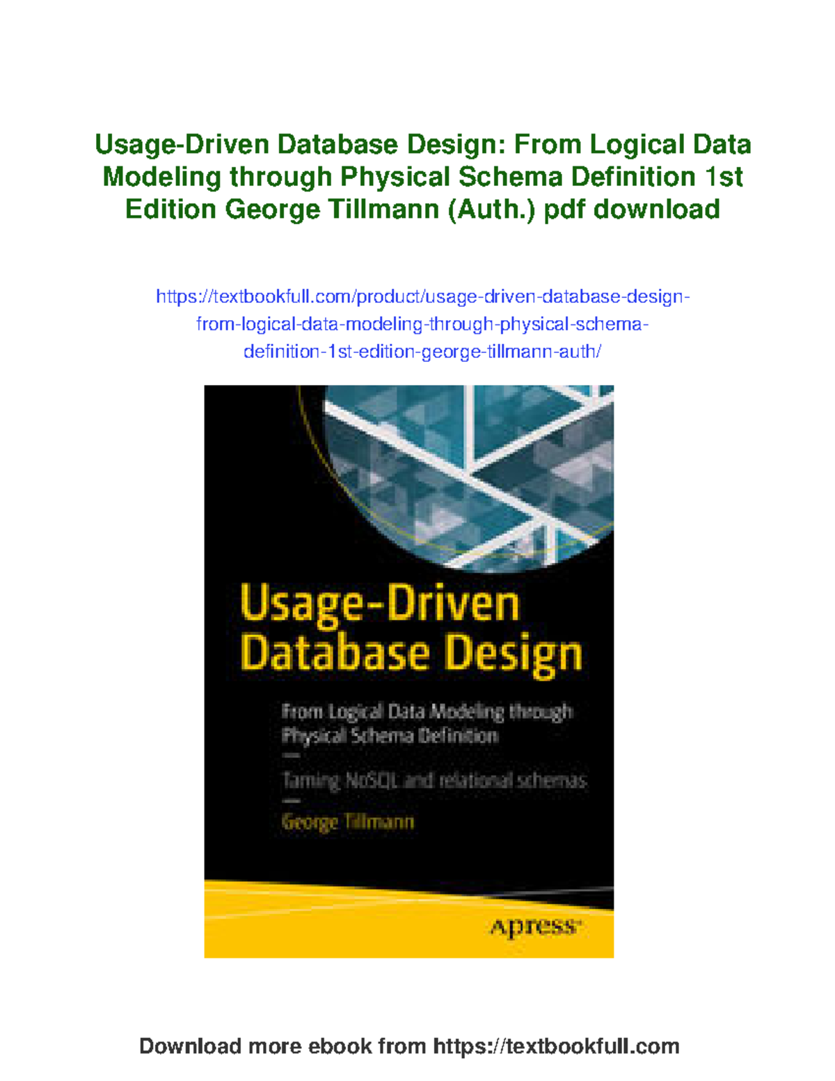 Database Design: Logical Modeling to Physical Schema Definition - Studocu