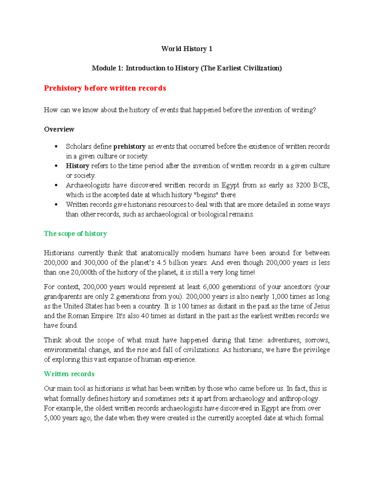 World History 1: Module 1 - Prehistory and Early Civilizations - Studocu