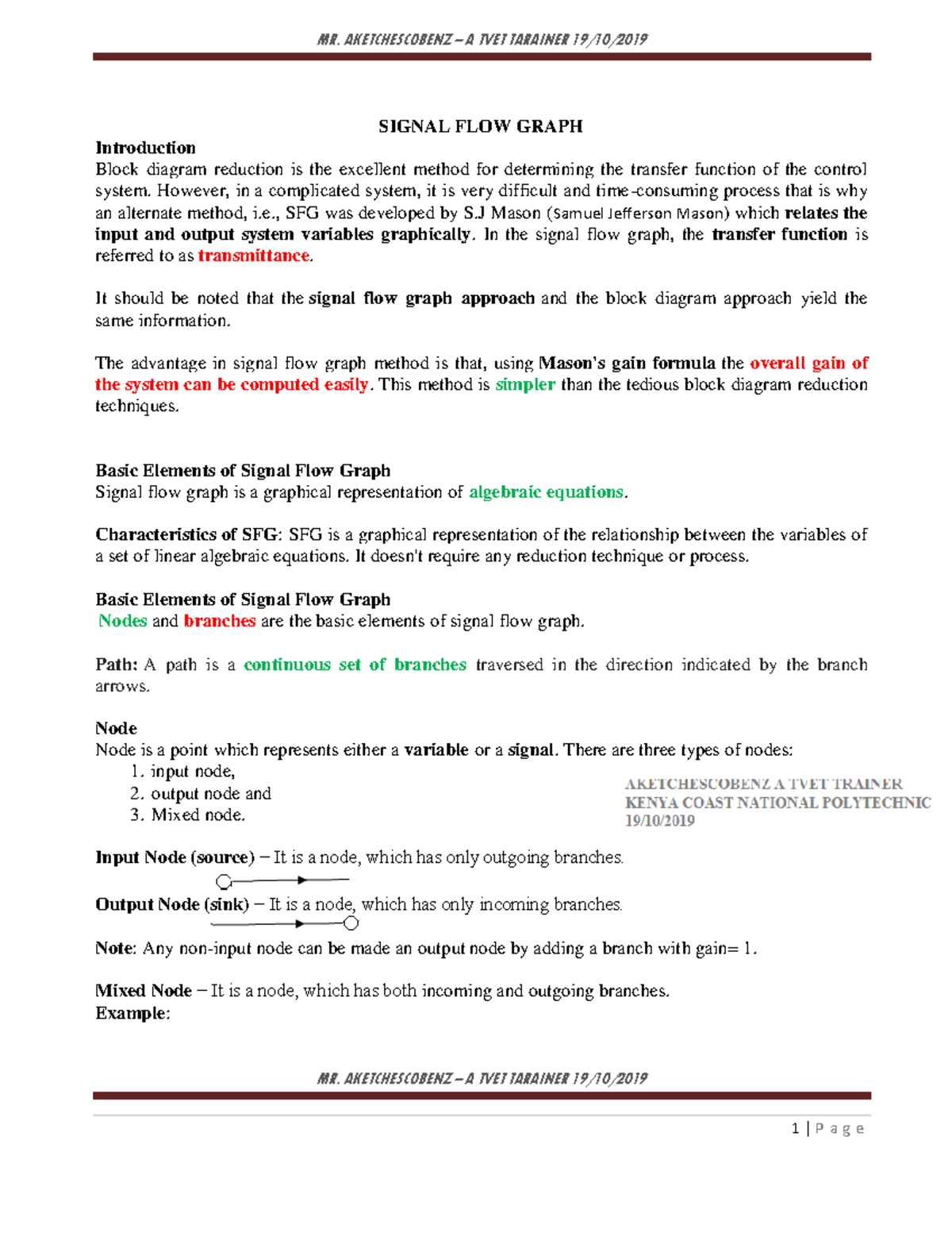 Control Systems - Signal Flow Graphs Overview and Applications - Studocu