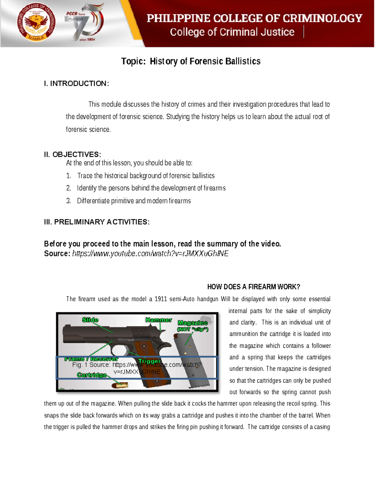 Forensic Ballistics: A Historical Overview and Insights (Module 1 ...