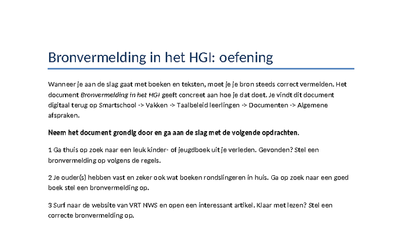 Bronvermelding in het HGI: Opdracht en Voorbeelden - Studocu