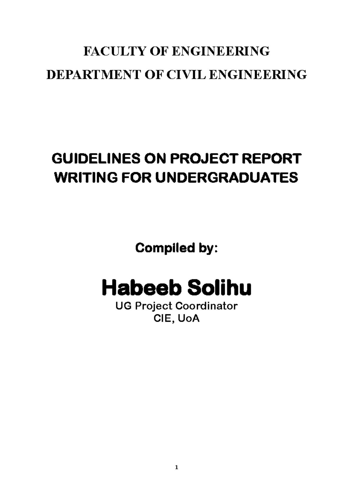 CIE 401 Project Report Writing Guidelines for Civil Engineering ...