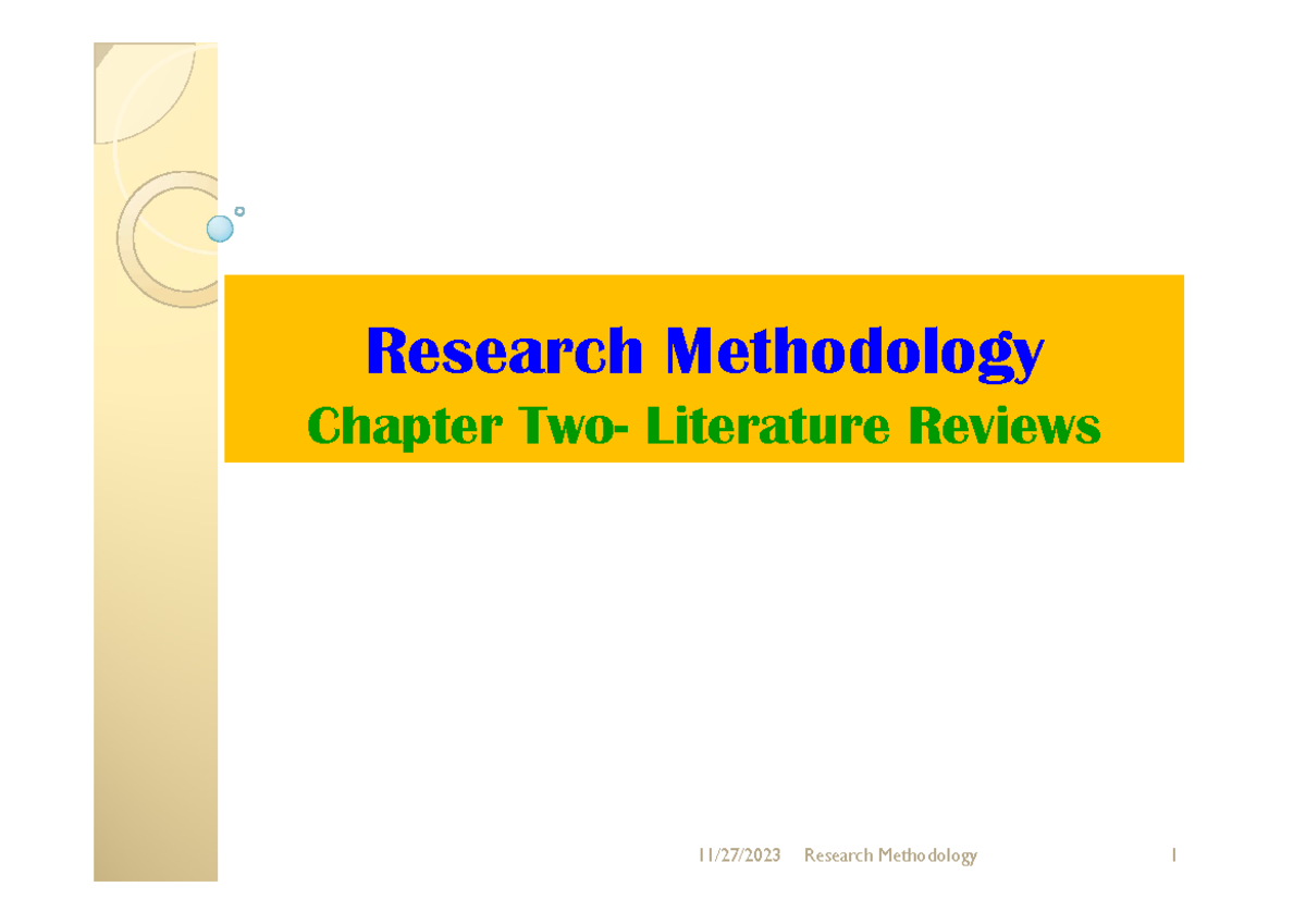 Research Methodology 1: Chapter 2 Literature Review Overview - Studocu