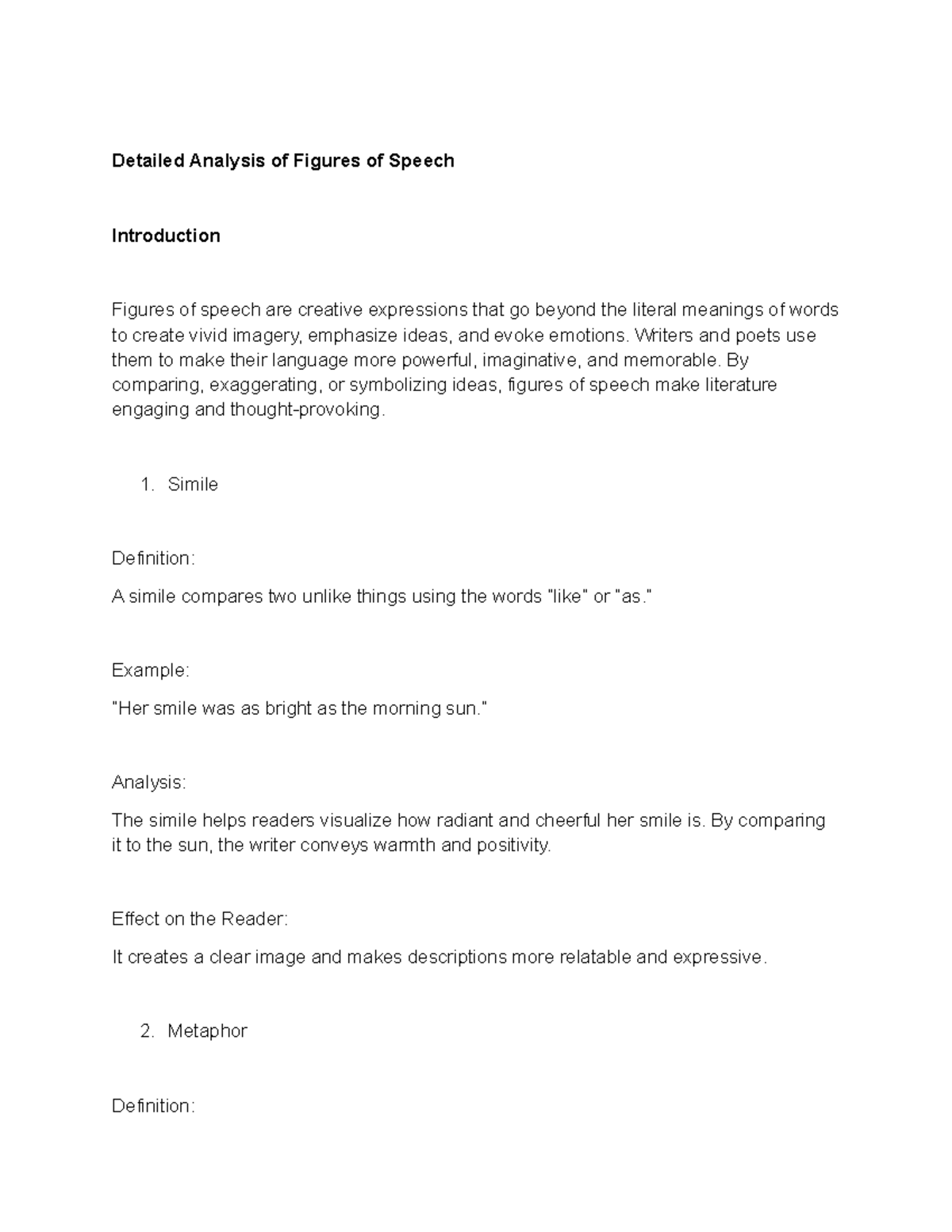 ENG 101: Detailed Analysis of Figures of Speech - Studocu