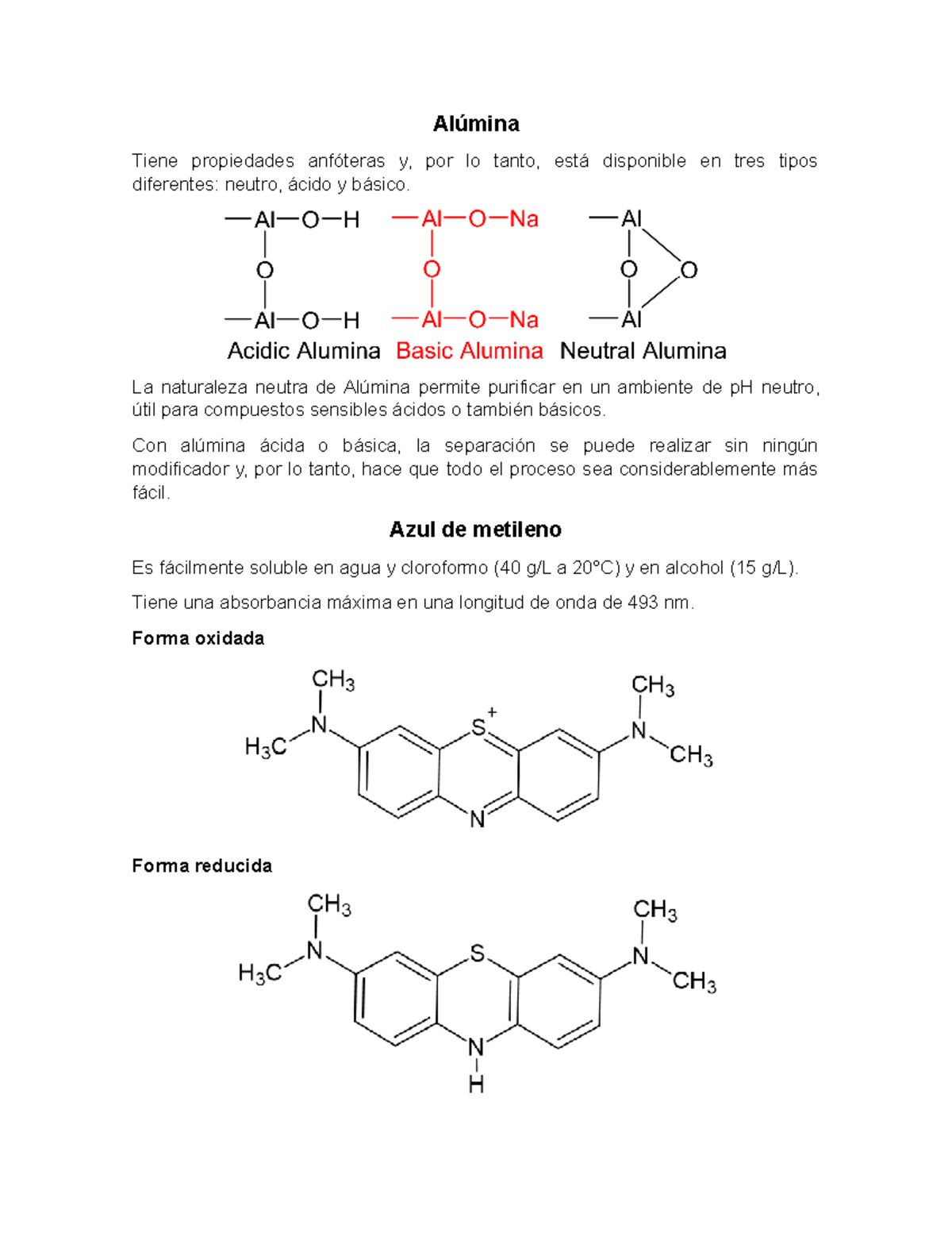 Separación de Mezclas: Azul de Methylene y Fluoresceína en El ...