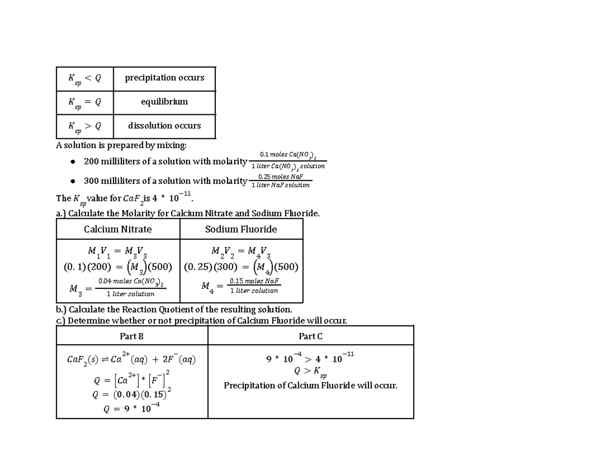 Ksp & Reaction Quotient Problems, Selective Precipitation ...