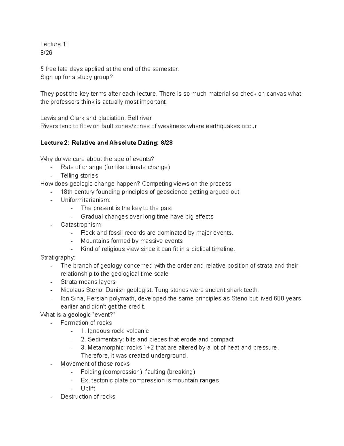EEPS 101 Lecture Notes: Principles of Relative & Absolute Dating - Studocu