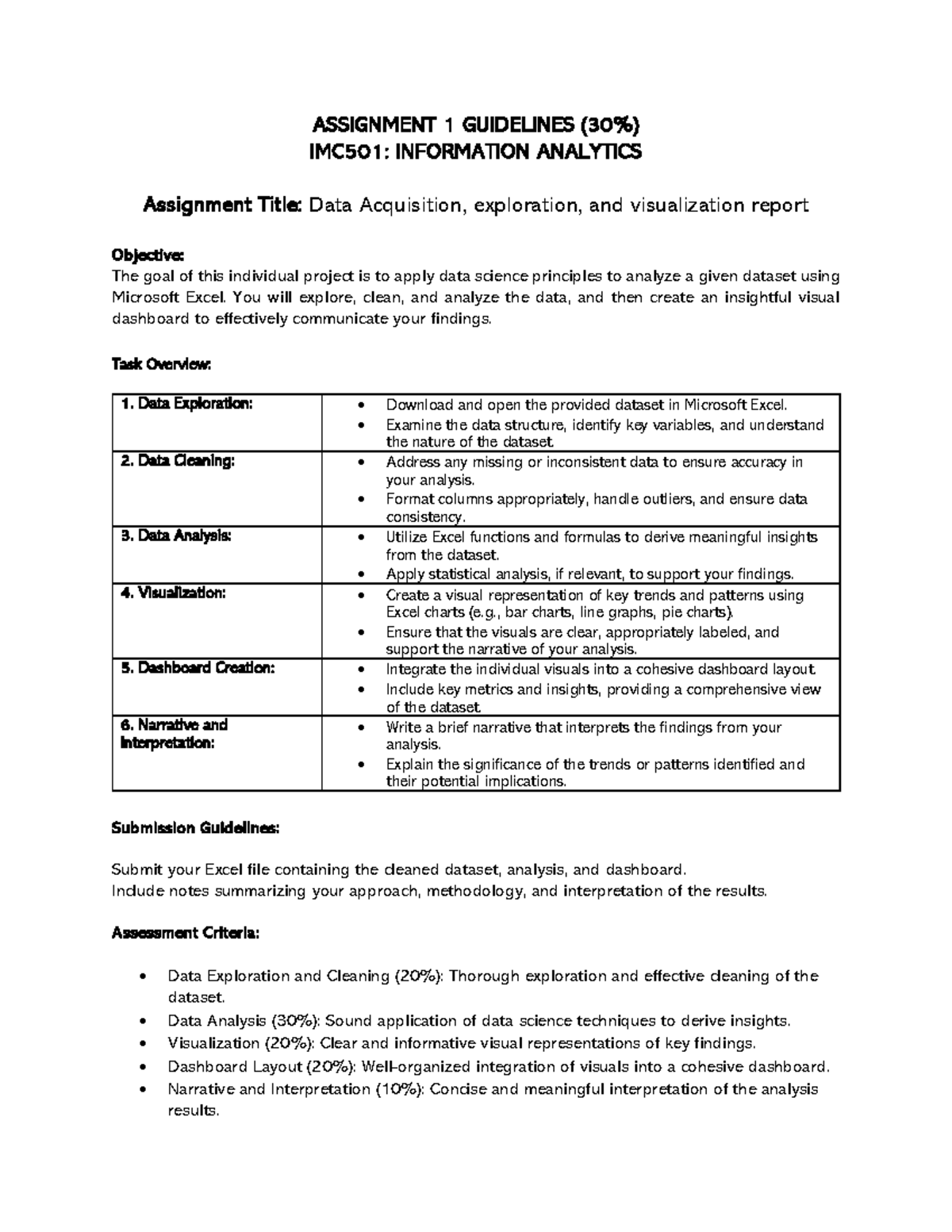 IMC501: Data Acquisition, Exploration & Visualization Report Guidelines ...