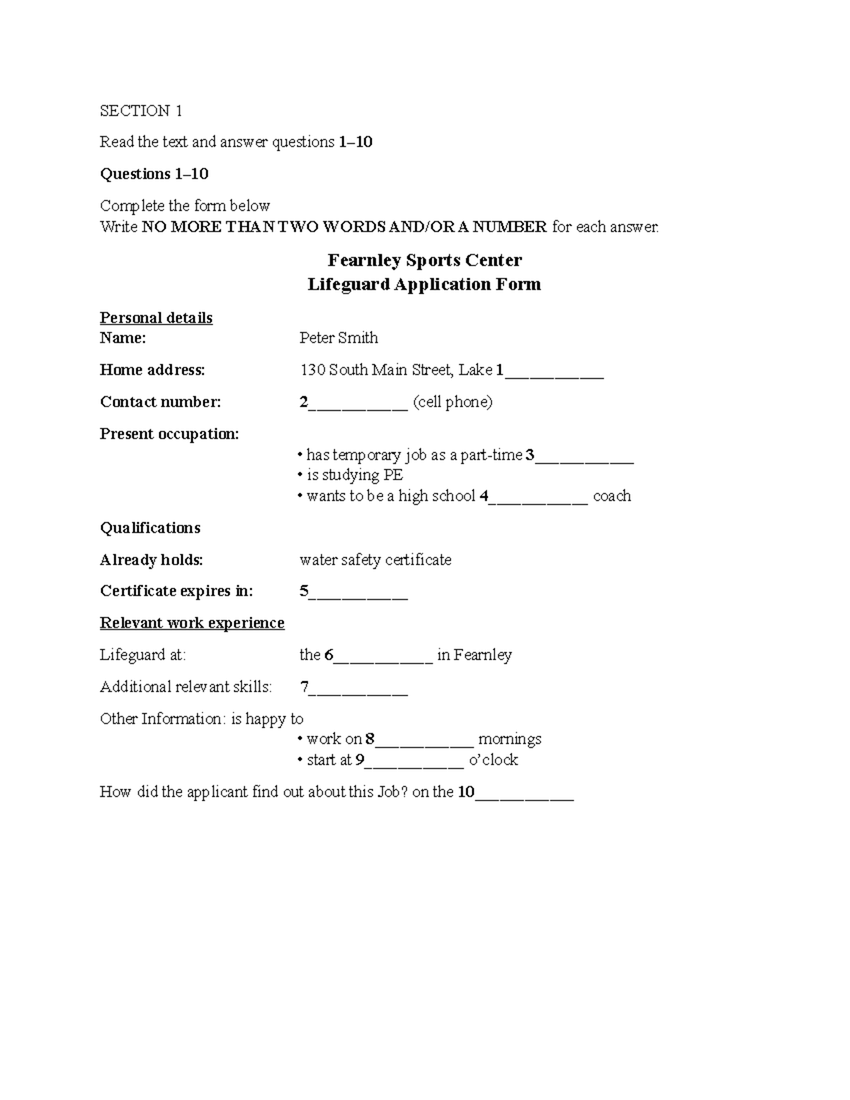 VOL 8 TEST 2 LIS - Lifeguard Application & Performance Arts Feedback ...