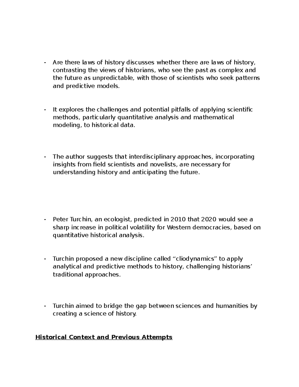 Laws of History: An Interdisciplinary Exploration (HIST 101) - Studocu
