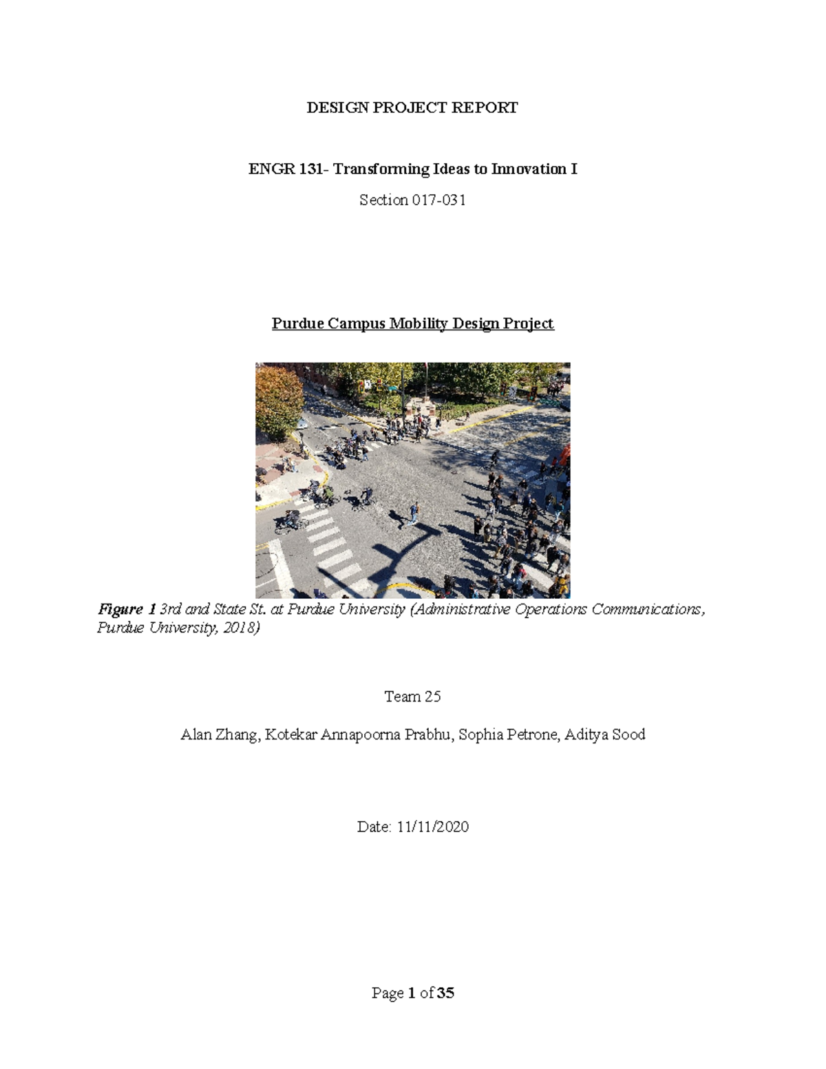 ENGR 131 - Design Project Report: Purdue Campus Mobility Solutions ...