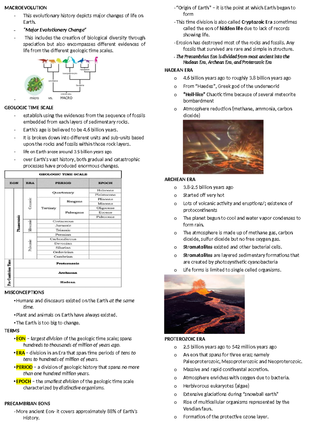Geologic Time Scale Overview: Major Eons and Eras Explored - Studocu