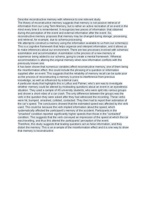 SAQ Memory Bahrick et al (1975) - MEMORY Bahrick et al (1975) AIM: The ...