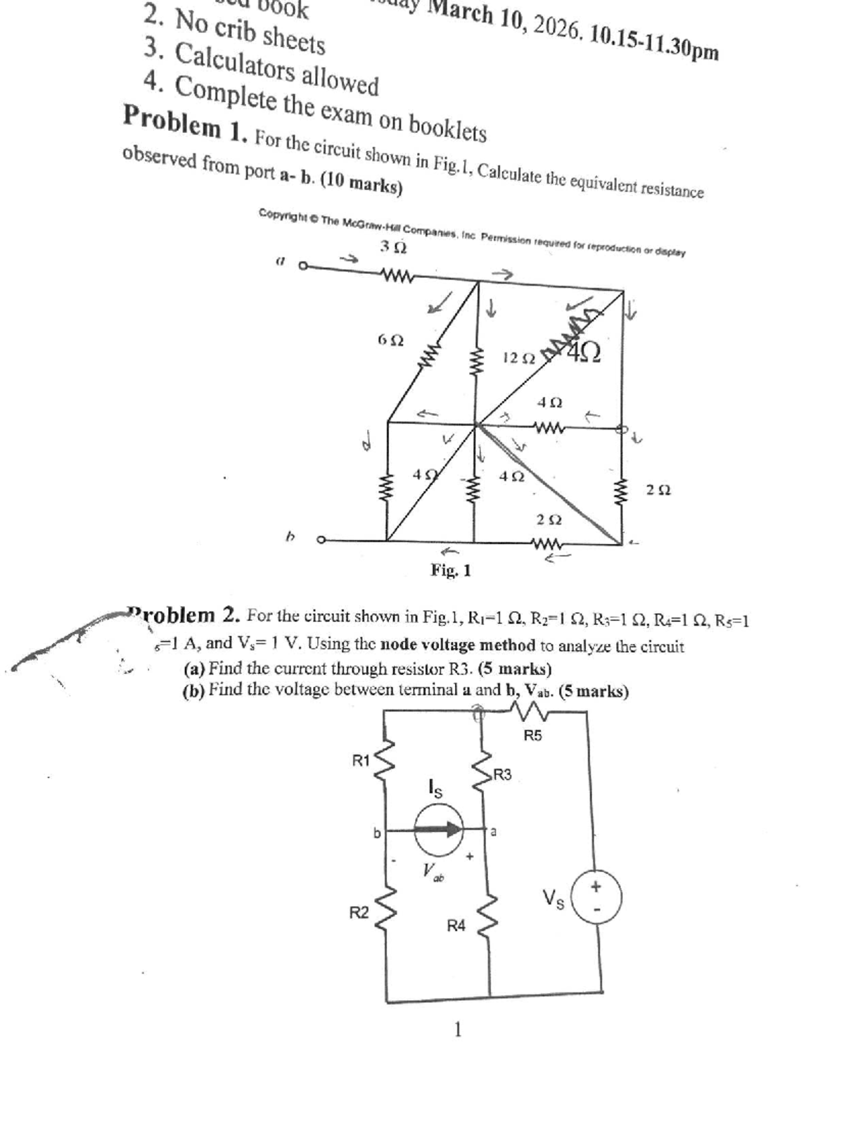 ELEC 275 Midterm Exam: Circuit Analysis Problems - Studocu