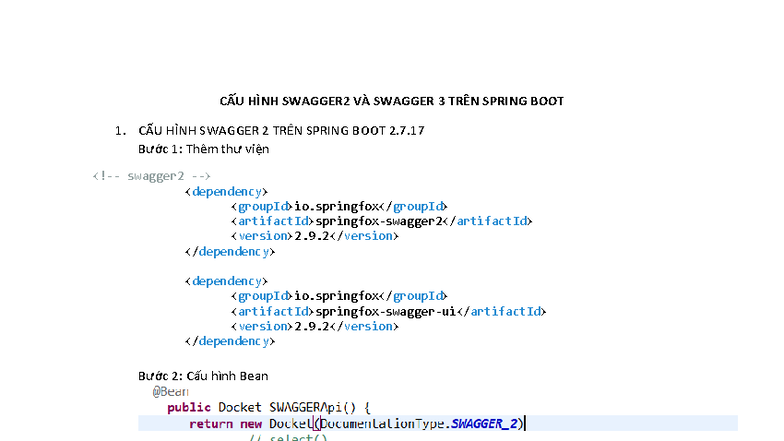 CẤU HÌNH Swagger 2 VÀ Swagger 3 TRÊN Spring BOOT - CẤU HÌNH SWAGGER2 VÀ SWAGGER 3 TRÊN SPRING ...