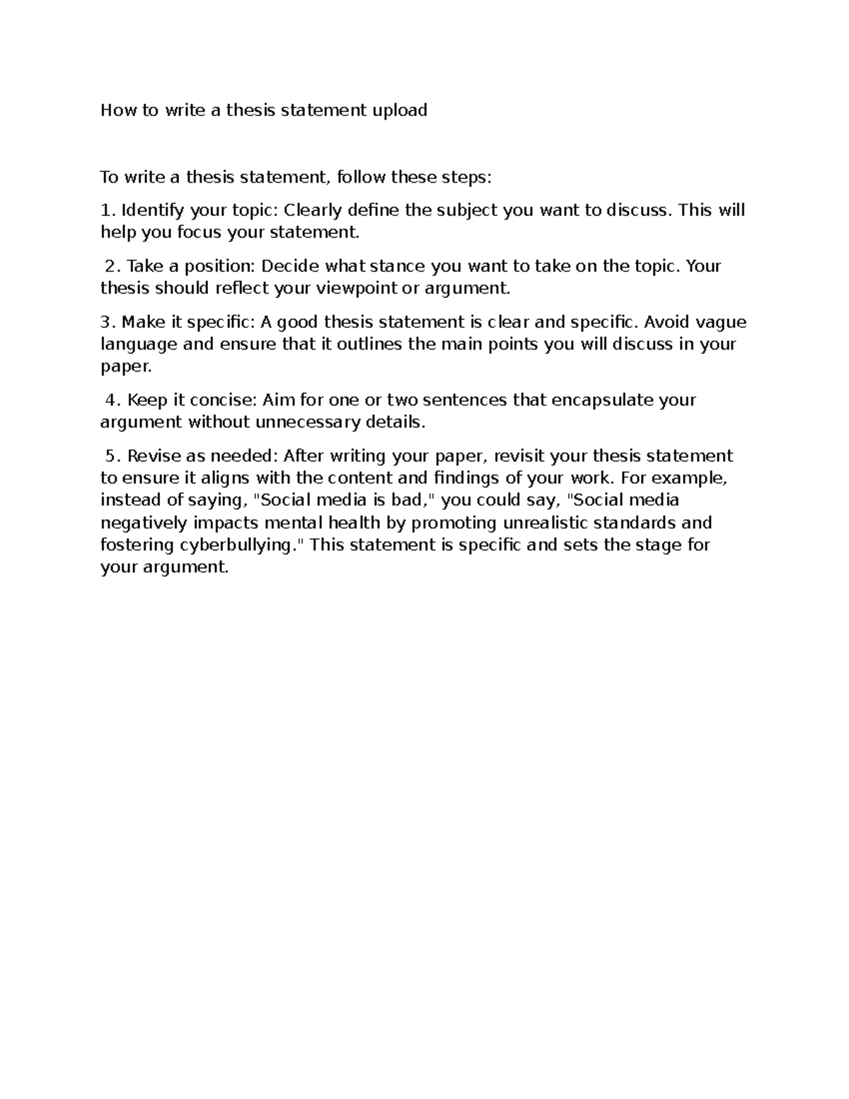How to write a thesis statement- upload - This will help you focus your ...