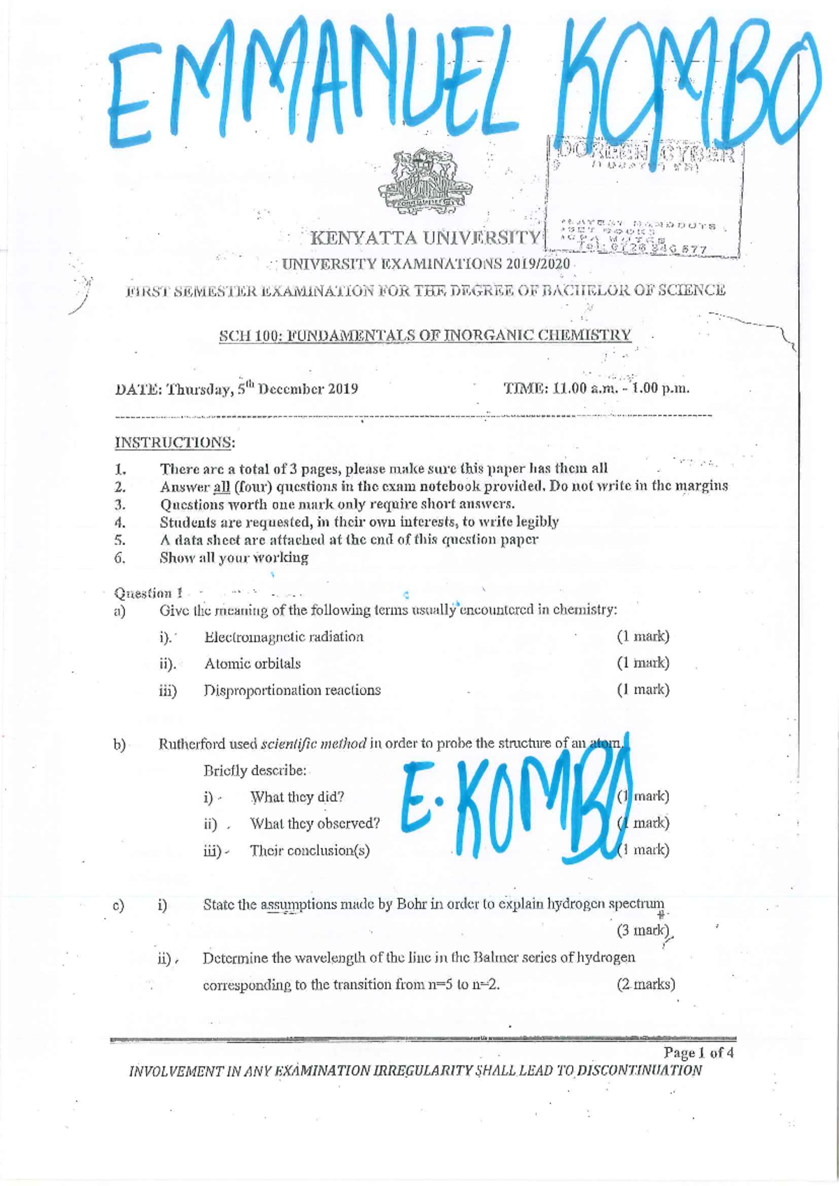 SCH 100 by E - Educative - EMMANUEL KOMBO ,DORLAN GYBAR KENYATTA ...