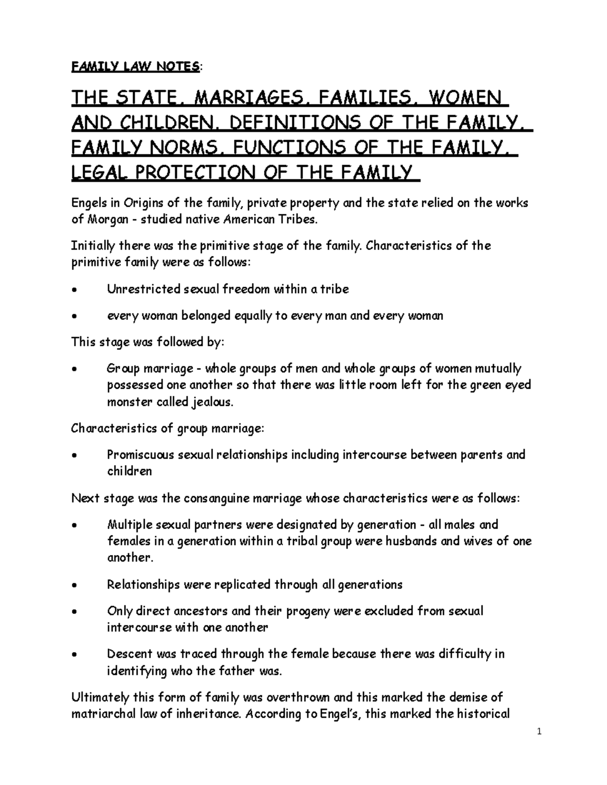 FAMILY LAW NOTES: MARRIAGE, FAMILY STRUCTURES, AND LEGAL CONTEXTS - Studocu