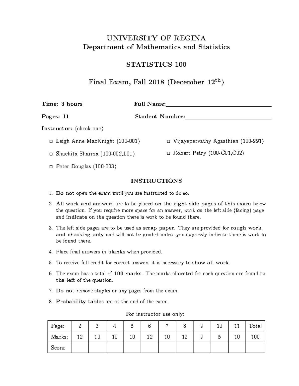 STAT 100 Final Exam Review - Fall 2018 - Studocu