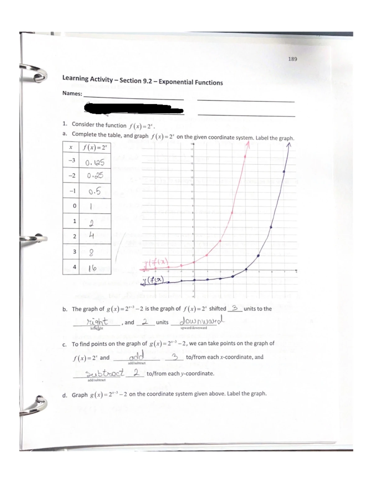 Learning Activity - Section 9.5 - Exponential Equations and ...