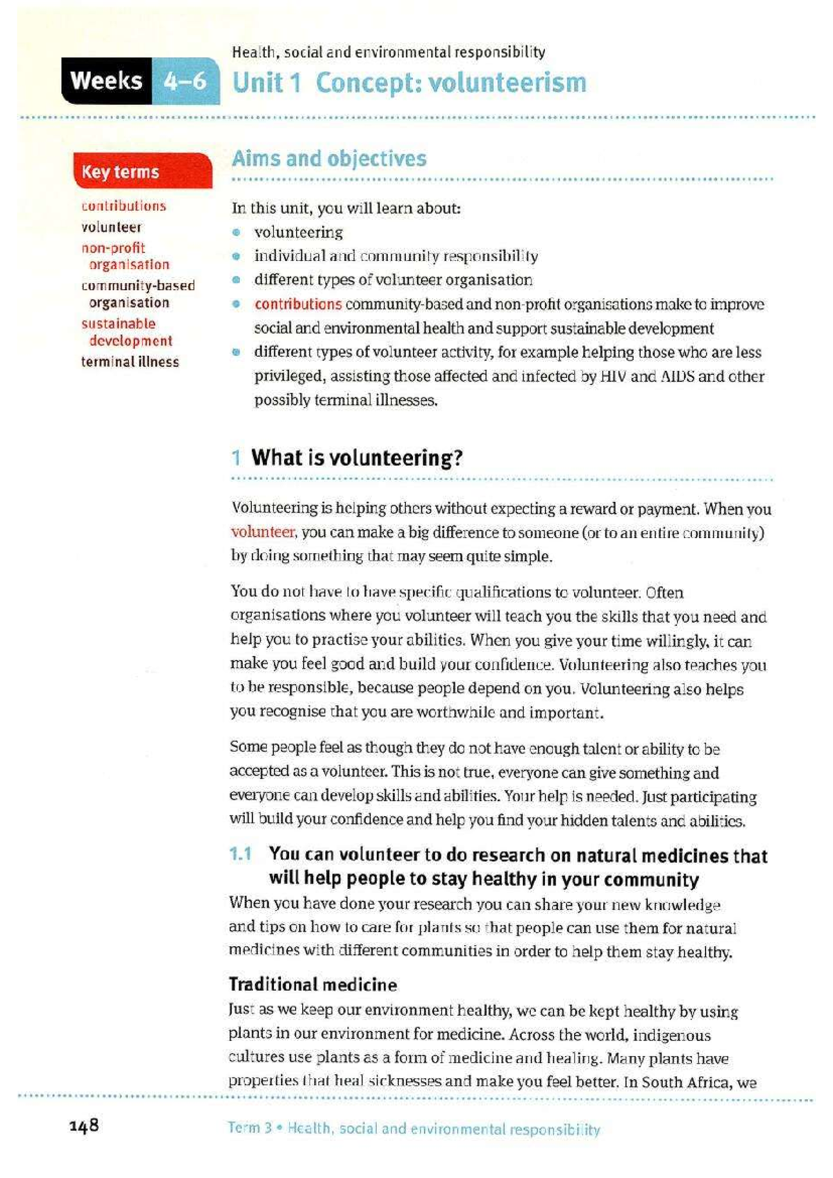 Volunteerism Notes: Health, Social & Environmental Responsibility (Unit ...