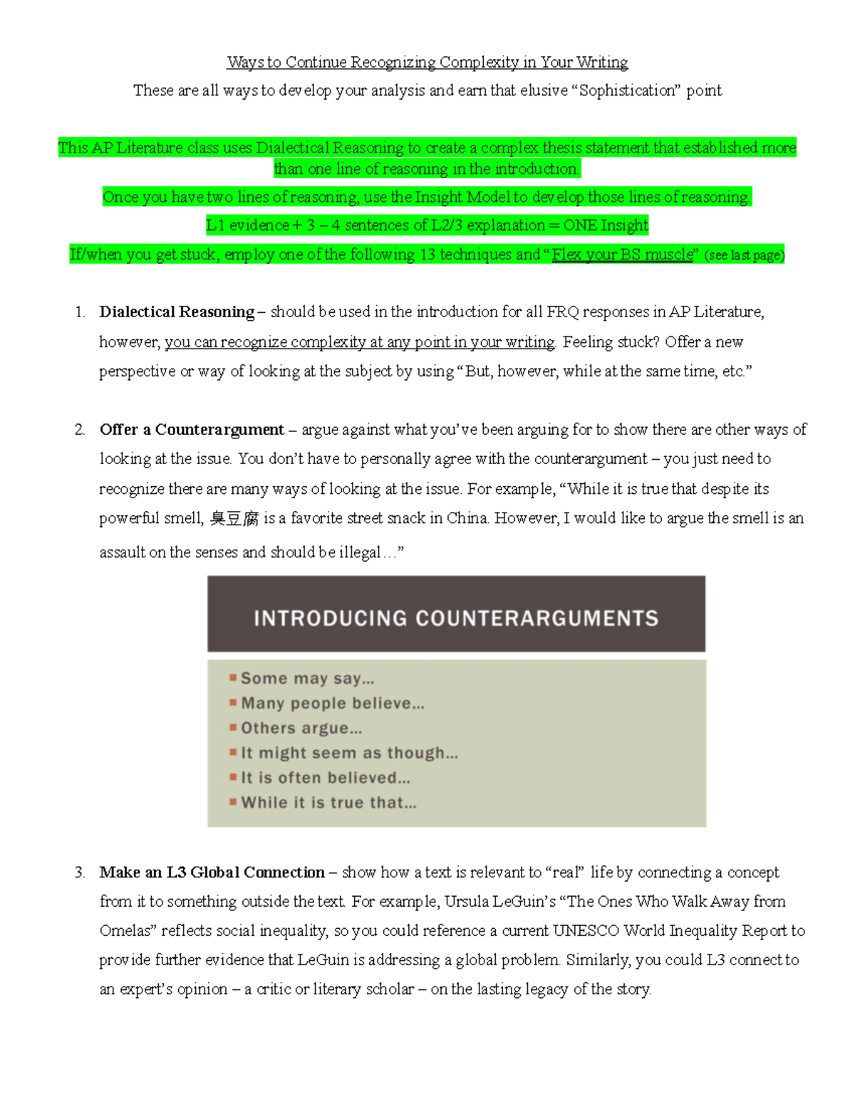 CORE - Strategies for Recognizing Complexity in AP Lit Writing - Studocu