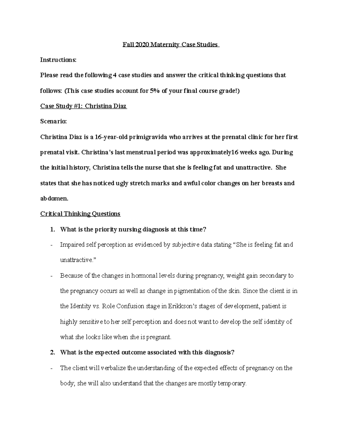 Maternity Case Studies - **Fall 2020 Maternity Case Studies ...