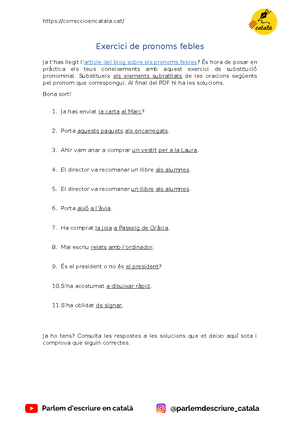 Solucionari Activitats. Els determinants, els quantitatius i els pronoms - ELS DETERMINANTS. ELS ...