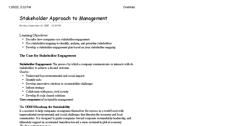 Lesson 2 Notes: Stakeholder Approach to Management (5:32 PM) - Studocu