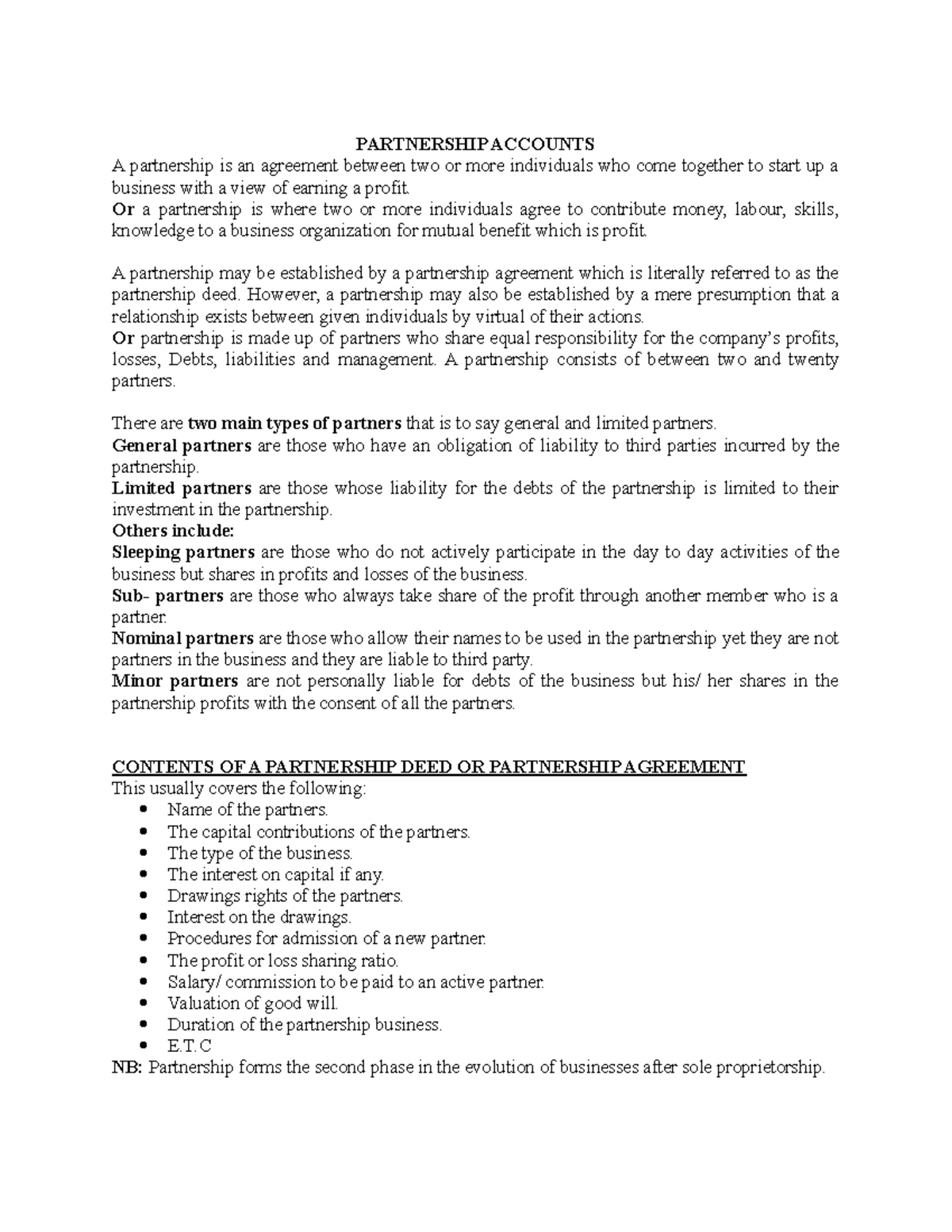 BSA Partnership Accounts Overview and Key Concepts - Studocu