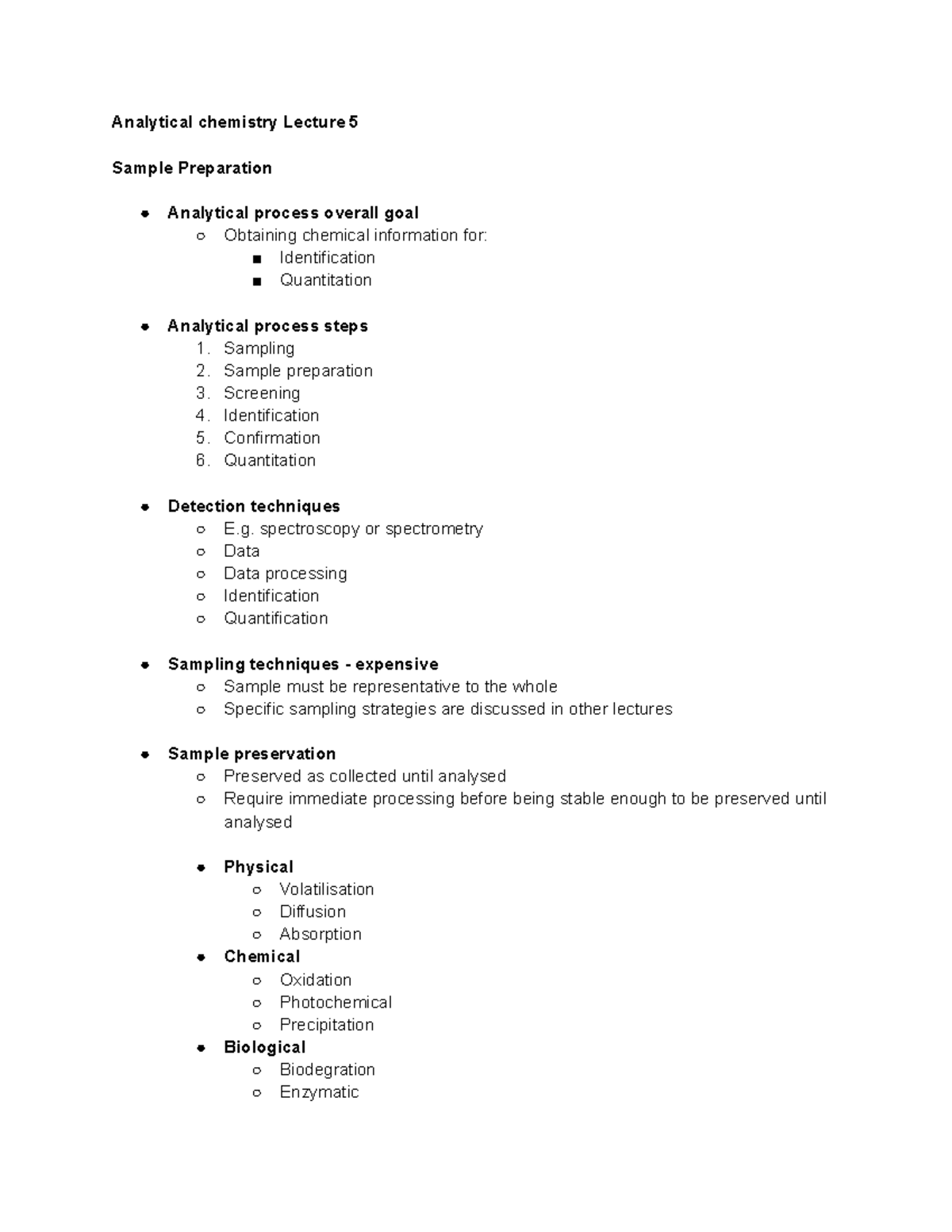 Analytical Chemistry Lecture 5: Sample Prep Techniques and Controls ...