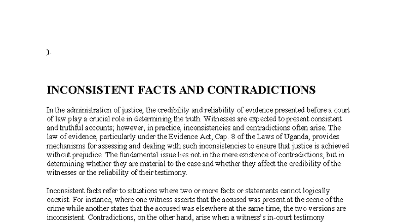 Inconsistent Facts and Contradictions in Justice Administration (LAW ...
