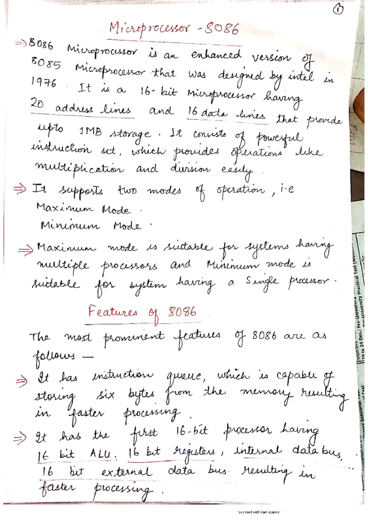 Microprocessor 8086 Course Notes Key Features And Functionality Studocu