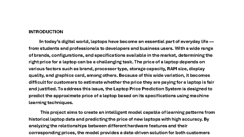 Laptop Price Prediction System: A Machine Learning Approach - Studocu
