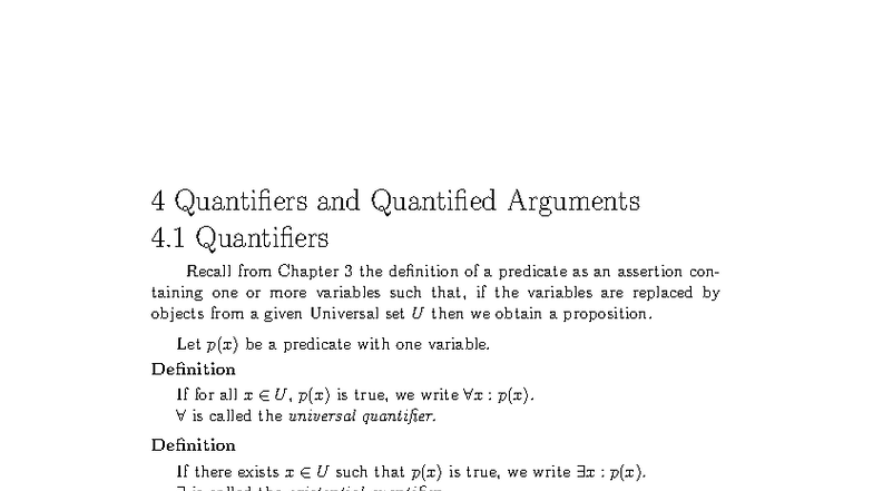 Quantifiers and Quantified Arguments: A Study Guide for Logic 101 - Studocu
