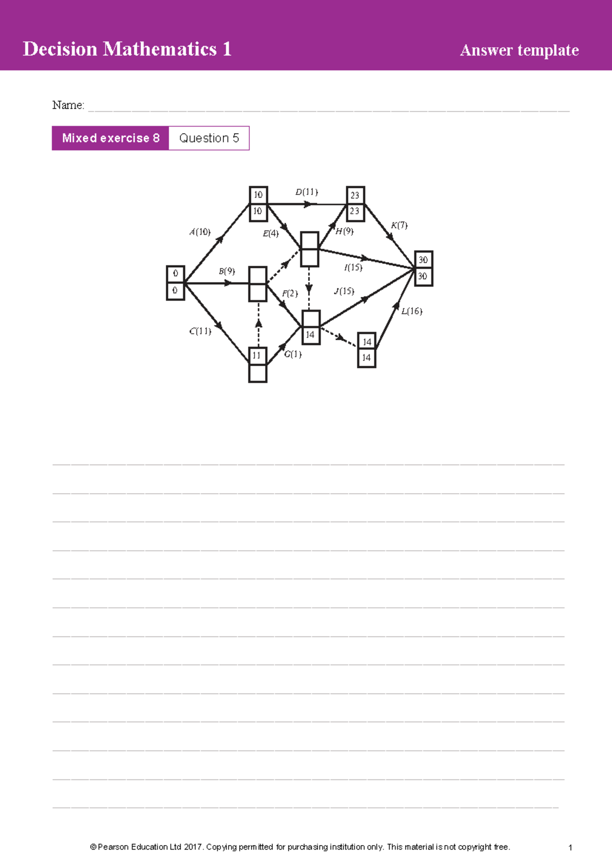 Decision Mathematics 1 (D1) Mixed Exercise 8 Notes - Studocu