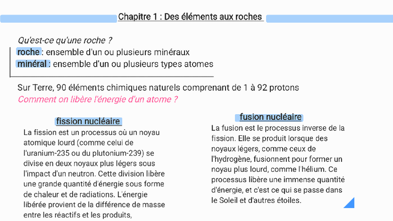 CM1 : Des éléments aux roches - Notes de cours et concepts clés - Studocu